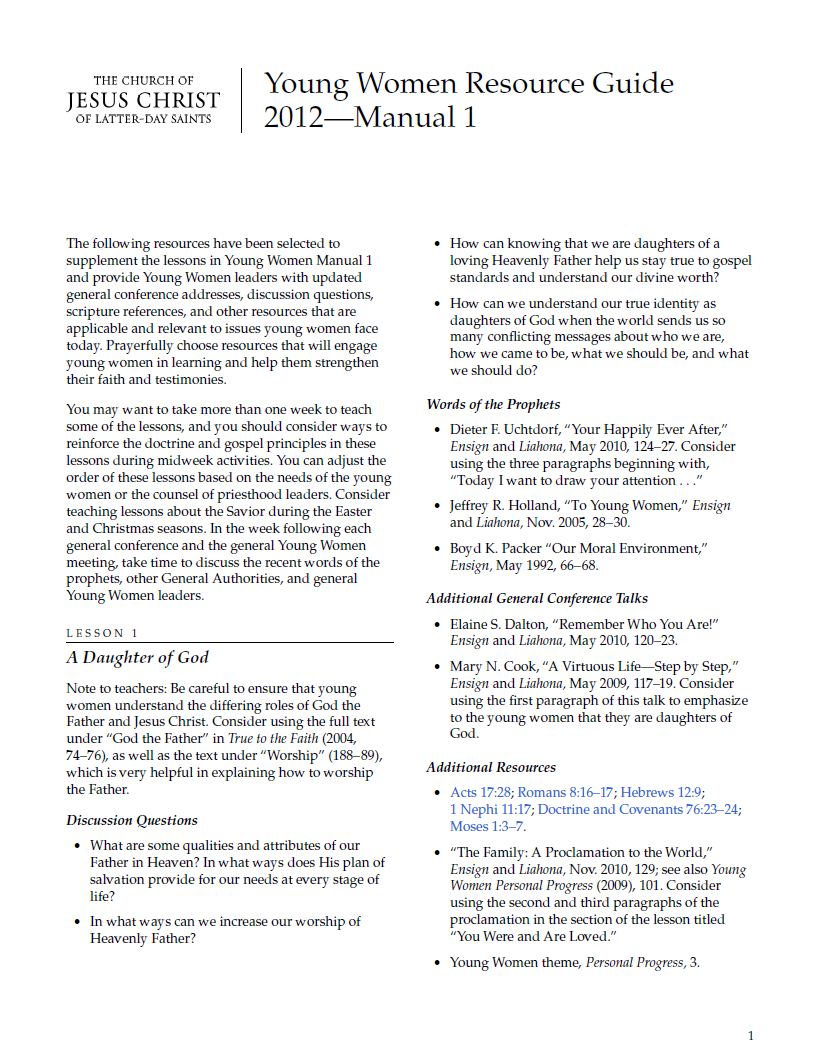 Online Resource Guides for YM/YW Lessons | LDS365: Resources from the ...