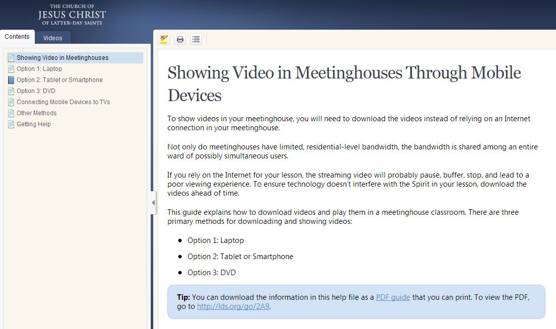 Showing Video in LDS Meetinghouses With Mobile Devices | LDS365 ...