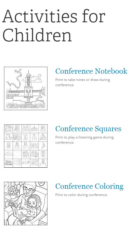 Children’s Activities for LDS General Conference | LDS365: Resources ...