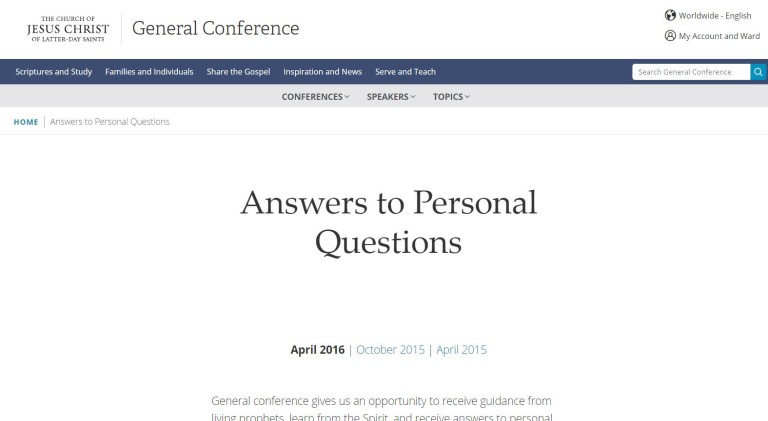 Answers to Personal Questions from LDS General Conference | LDS365 ...