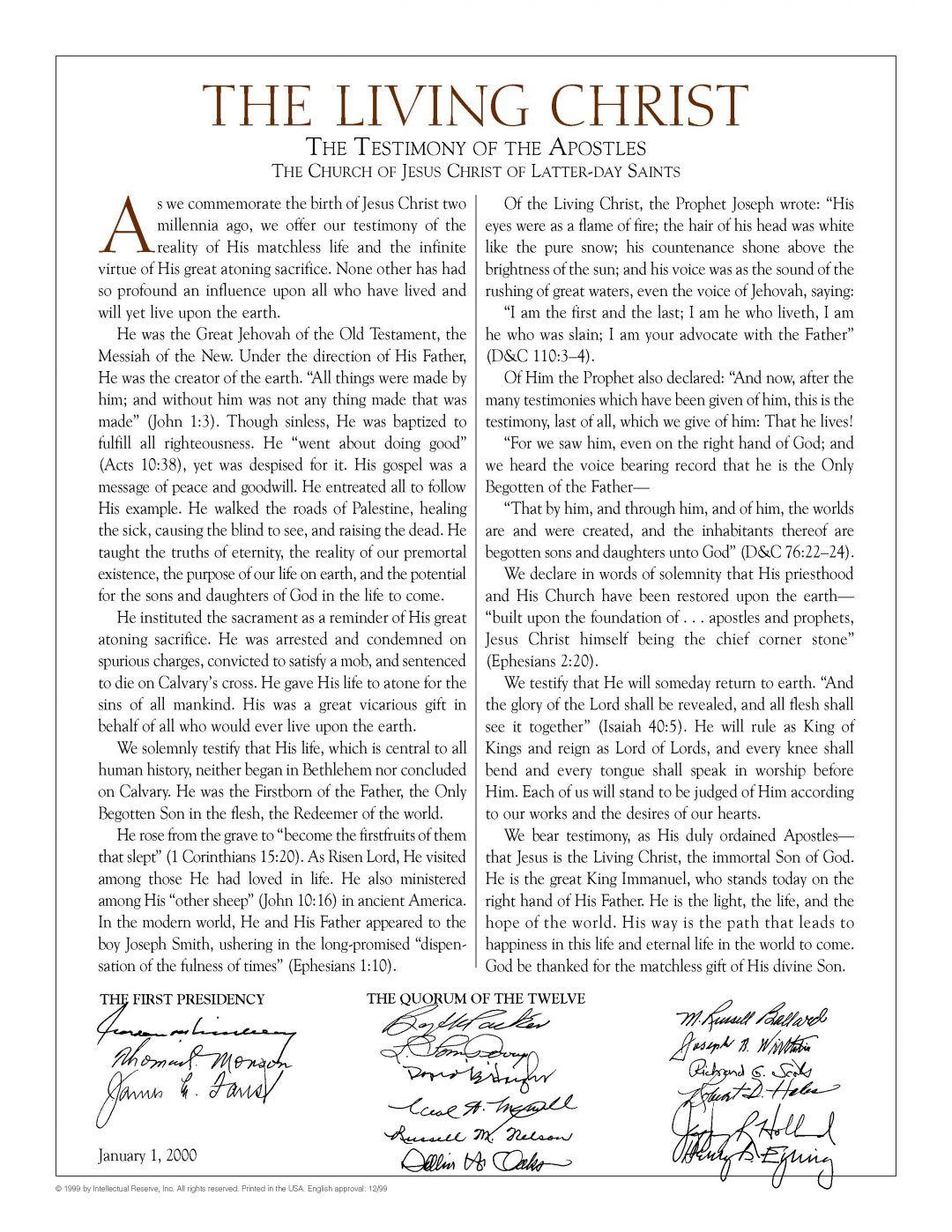 The Living Christ: The Testimony of the Apostles | LDS365: Resources ...