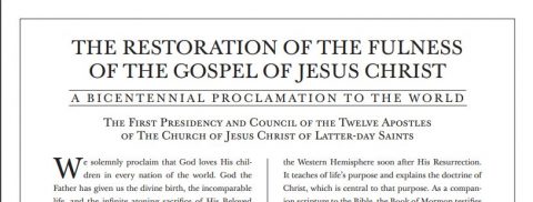 Prophet Introduces a New Proclamation to the World: “The Restoration of the Fulness of the ...