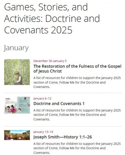Games, Stories, Activities for Come, Follow Me Doctrine and Covenants ...